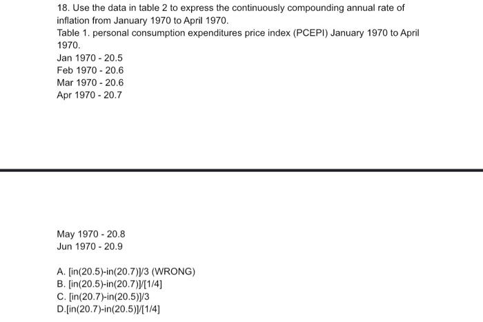 Solved 18. Use the data in table 2 to express the | Chegg.com