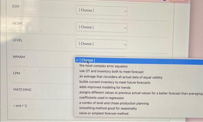 Solved Match the method with its corresponding concept, | Chegg.com