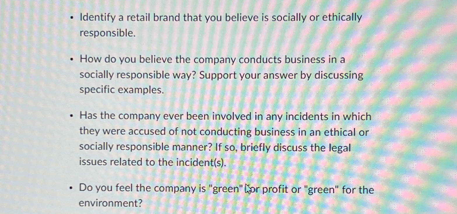 Solved Company: Trader Joes Identify a retail brand that you | Chegg.com