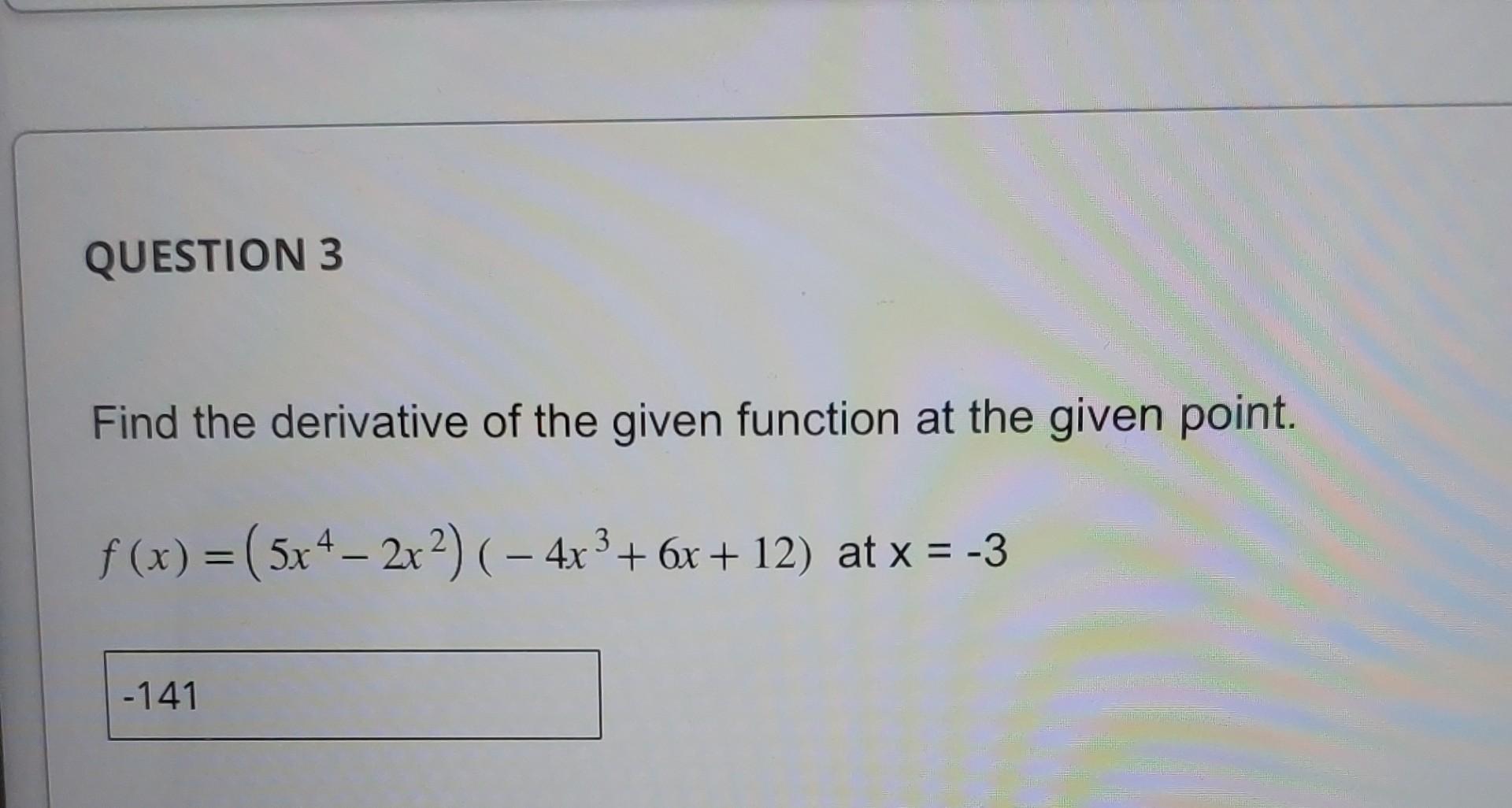 Solved d the derivative of the function f(x)=(secx+tanx)−3 | Chegg.com