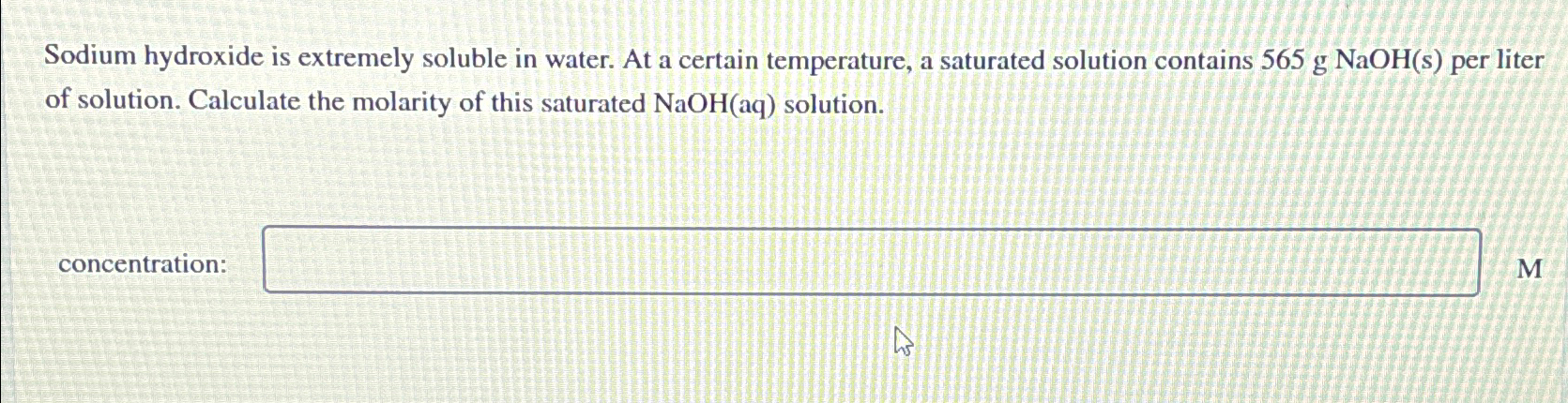 Solved Sodium hydroxide is extremely soluble in water. At a | Chegg.com