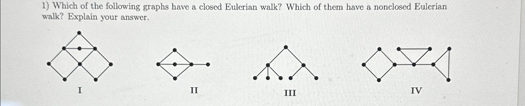 Solved Which of the following graphs have a closed Eulerian | Chegg.com