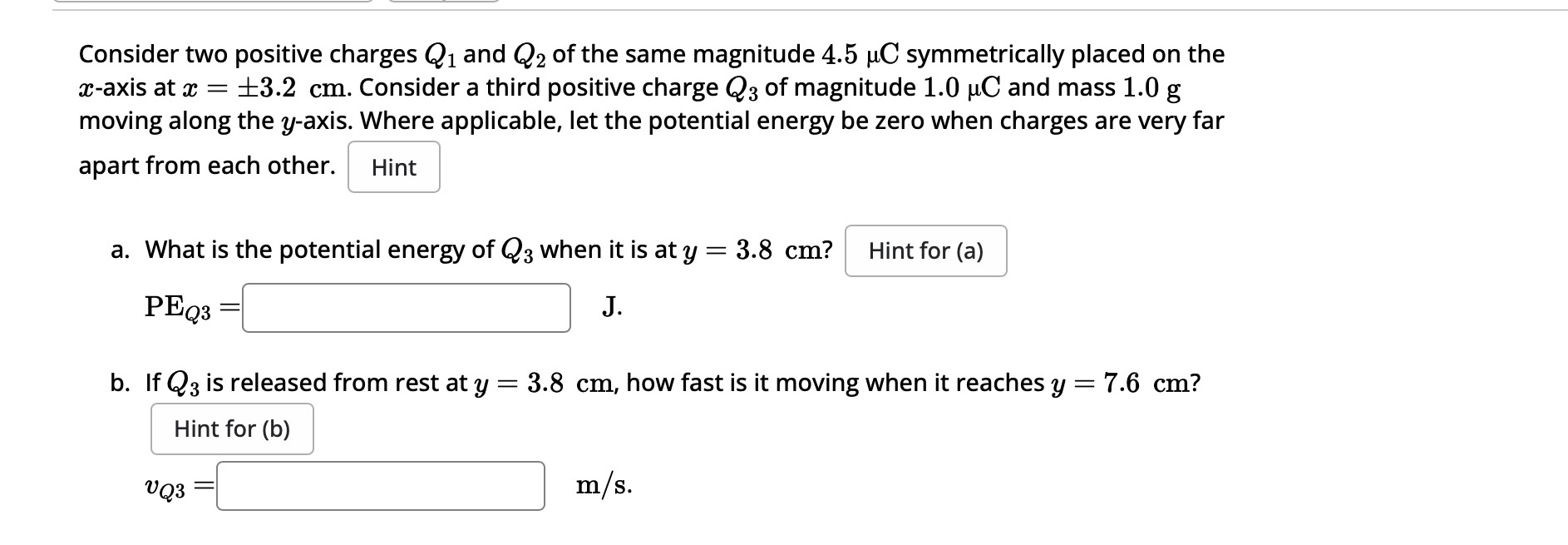 Solved Consider two positive charges Q1 ﻿and Q2 ﻿of the same | Chegg.com