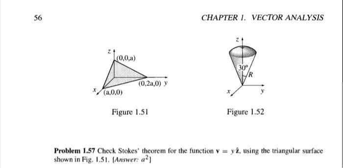 Solved 56 CHAPTER 1. VECTOR ANALYSIS (0,0,a) 30° R (0,2,0) | Chegg.com