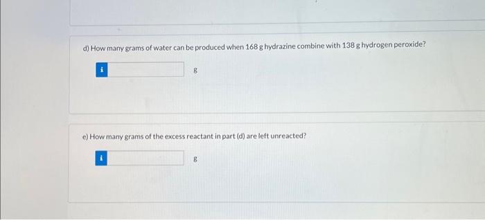 Solved Hydrazine (N2H4) and hydrogen peroxide (H2O2) have | Chegg.com