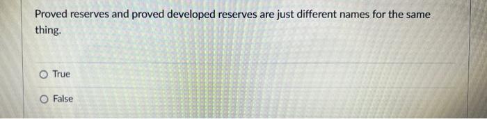 Solved Proved reserves and proved developed reserves are | Chegg.com