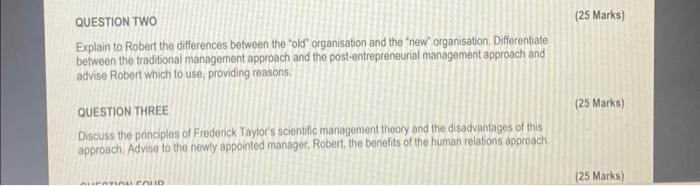 Solved QUESTION TWO \\( (25 \\mathrm{Ma} \\) Explain to | Chegg.com
