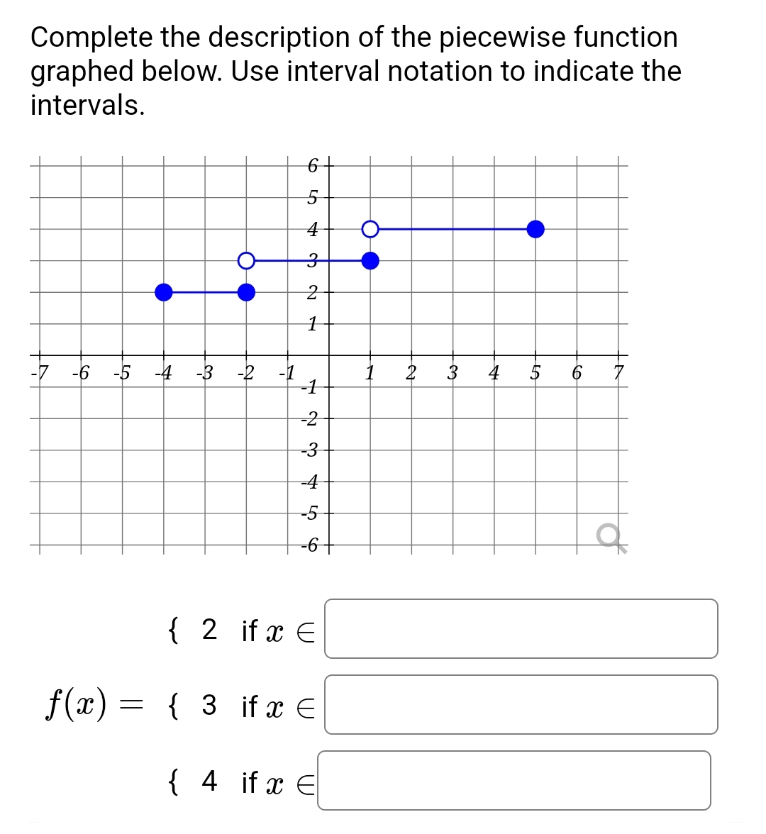 Solved Complete the description of the piecewise function | Chegg.com