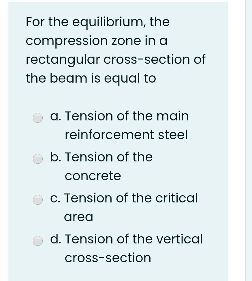 Solved For the equilibrium, the compression zone in a | Chegg.com