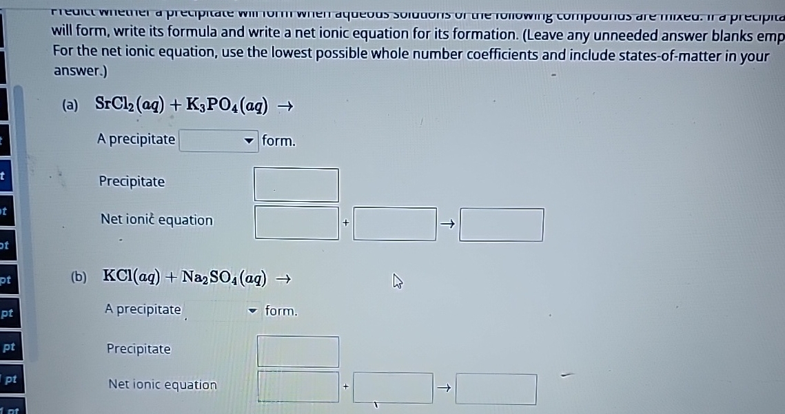 Solved predict whether a precipitate will form, write its | Chegg.com