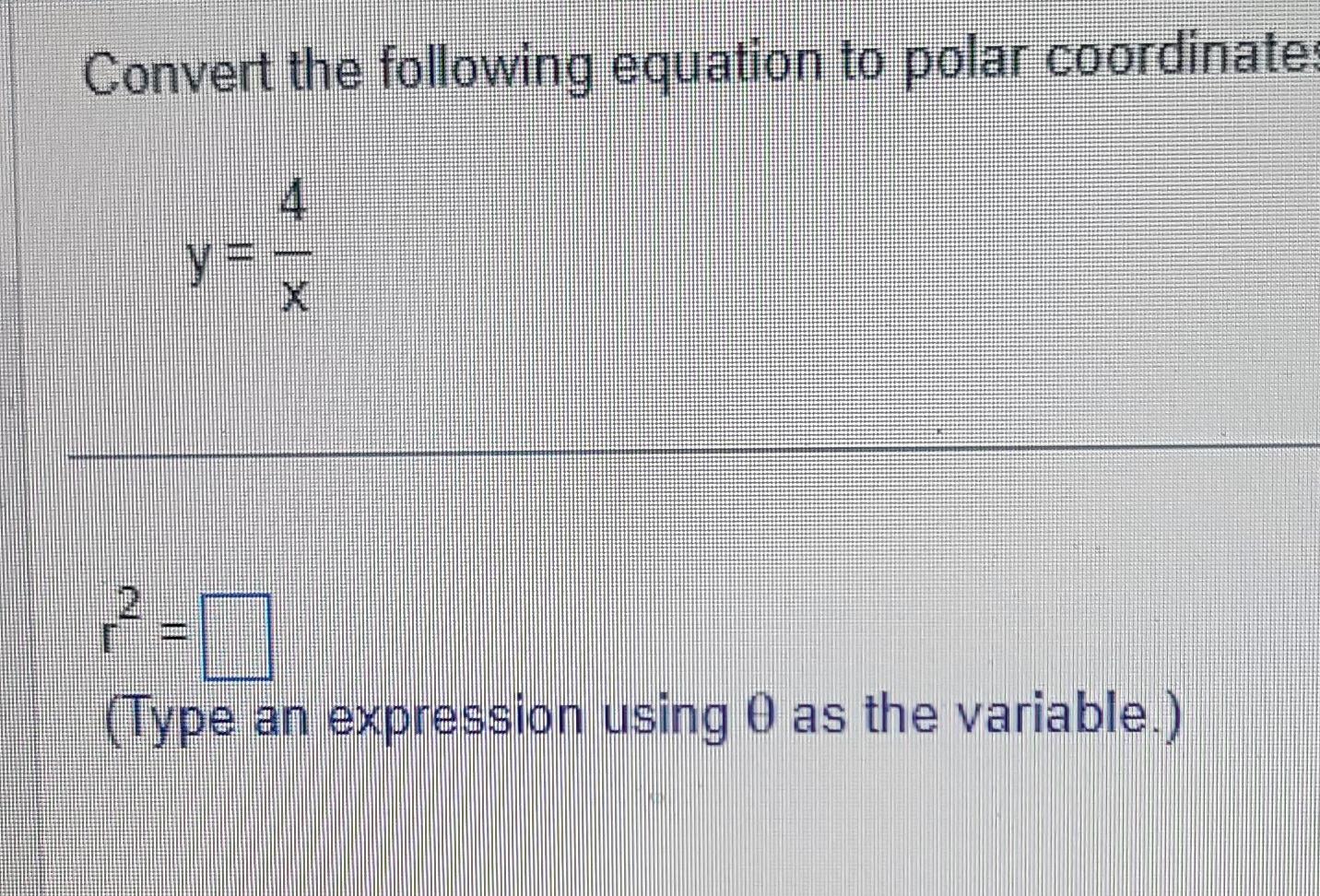 Solved Convert the following equation to polar | Chegg.com