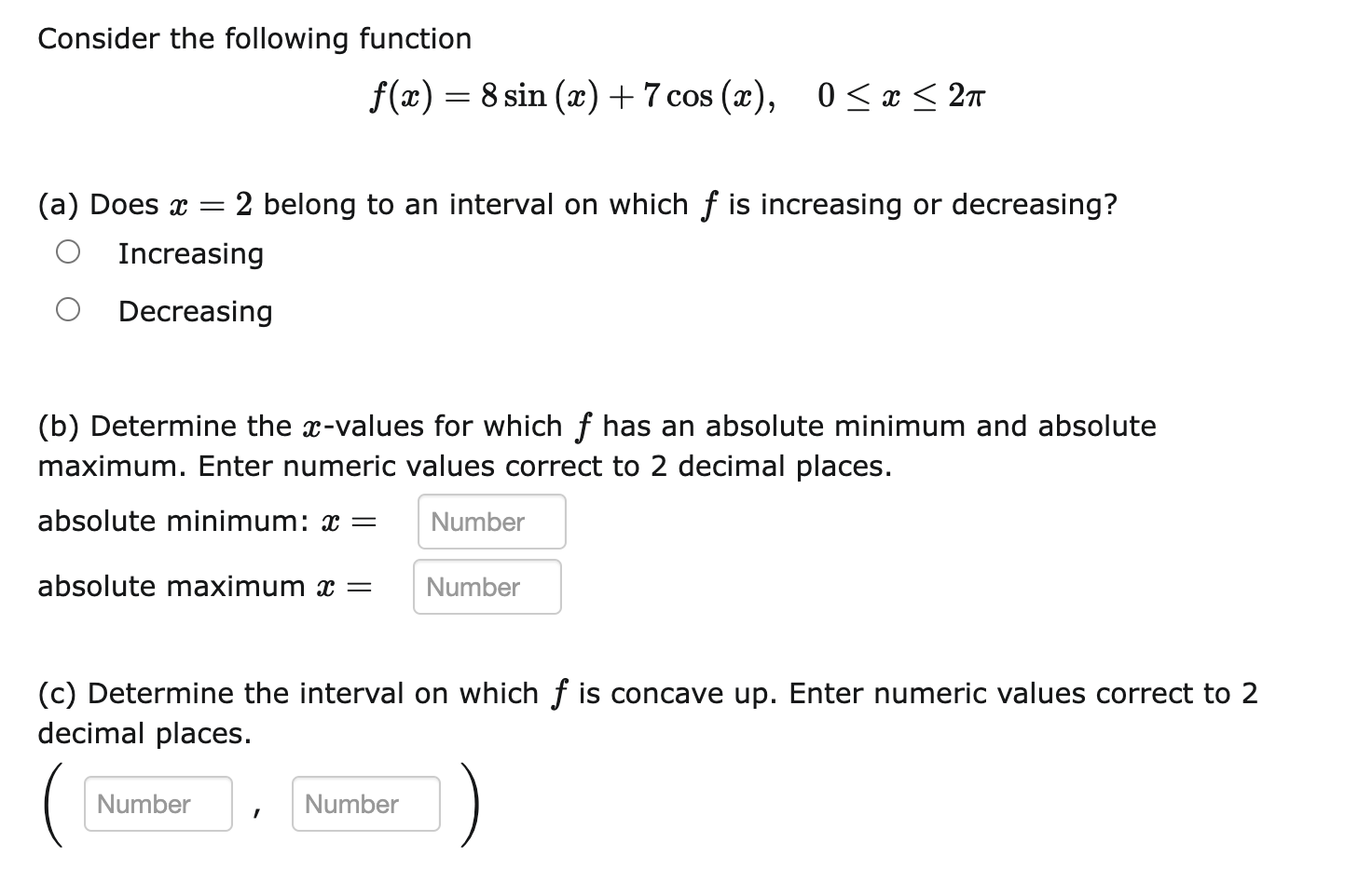 Solved Decreasing(b) ﻿Determine the x-values for which f | Chegg.com