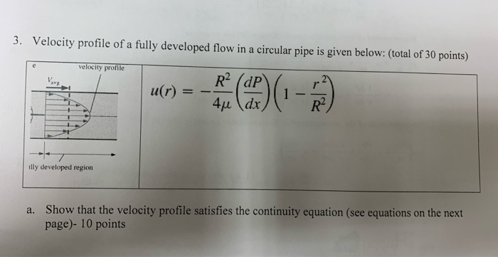 Solved 3. Velocity profile of a fully developed flow in a | Chegg.com