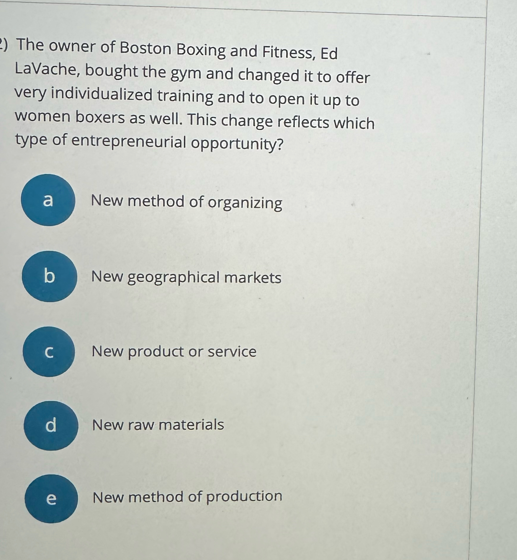 Solved The owner of Boston Boxing and Fitness, Ed LaVache, | Chegg.com