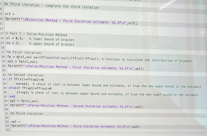 what is the code missing in RealPosRootEst= , xr3=, | Chegg.com