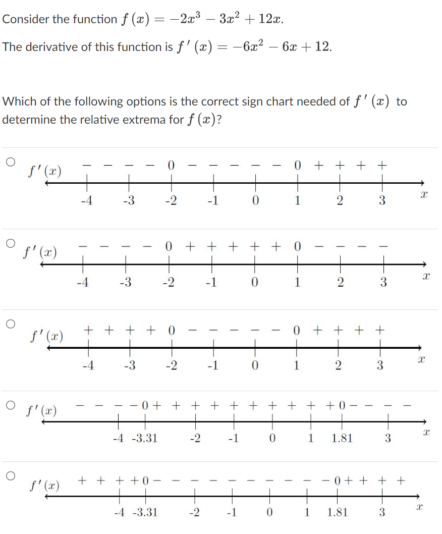 Solved Consider the function f(x)=-2x3-3x2+12x. ﻿The | Chegg.com