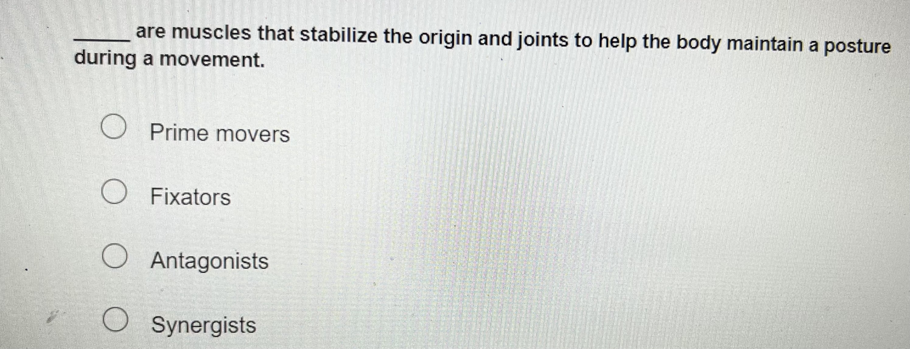 Solved are muscles that stabilize the origin and joints to | Chegg.com