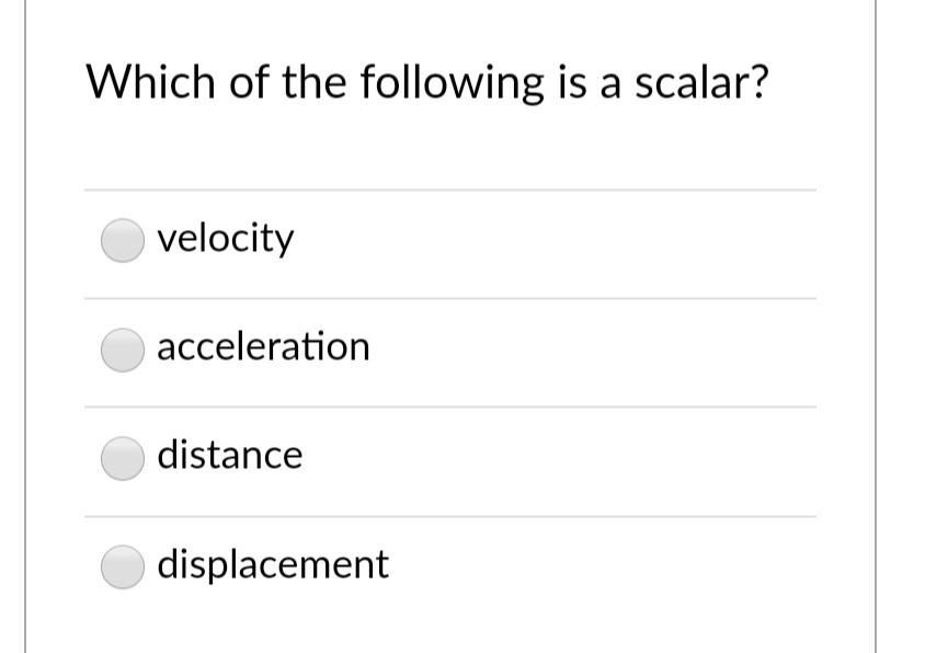 Solved Which of the following is a scalar? velocity | Chegg.com