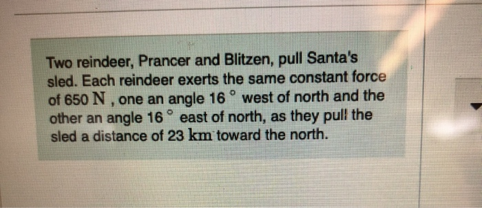 Solved Two reindeer, Prancer and Blitzen, pull Santa's sled. | Chegg.com