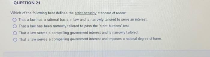 Solved Which of the following best defines the strict | Chegg.com