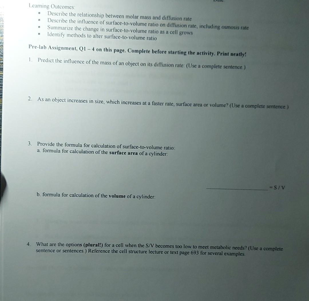 Solved Learning Outcomes Describe the relationship between | Chegg.com
