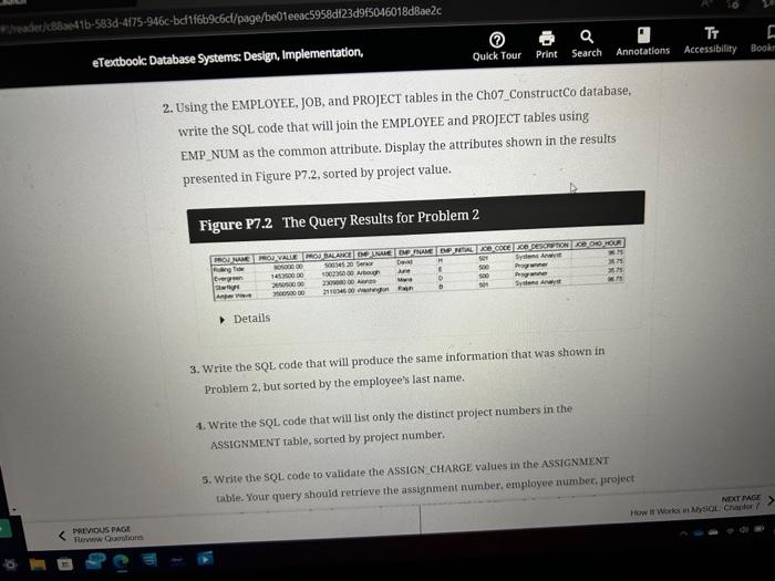 Solved 2. Using the EMPLOYEE, JOB, and PROJECT tables in the | Chegg.com