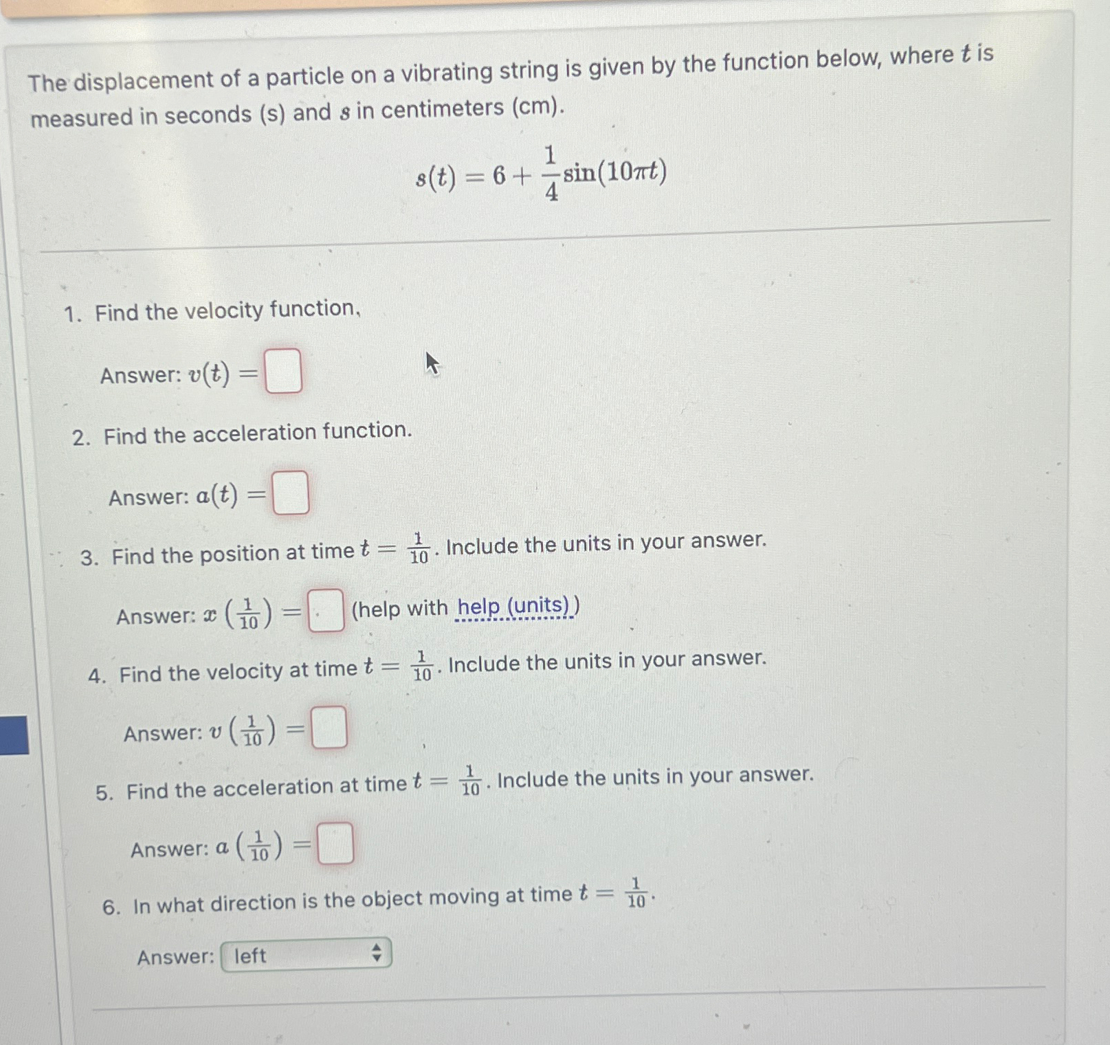 Solved The displacement of a particle on a vibrating string | Chegg.com