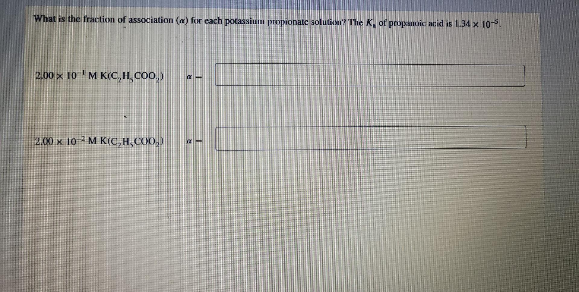 Solved What is the fraction of association (a) for each | Chegg.com