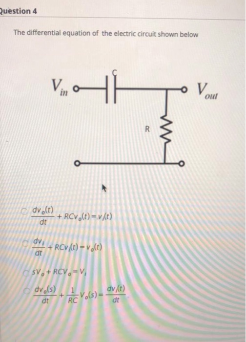 Solved Question 9 The differential equation of the electric | Chegg.com
