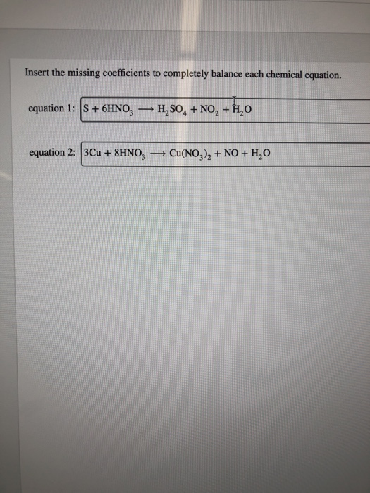 Solved Insert the missing coefficients to completely balance | Chegg.com