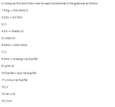 Solved Compute First and Follow sets for each nonterminal in | Chegg.com