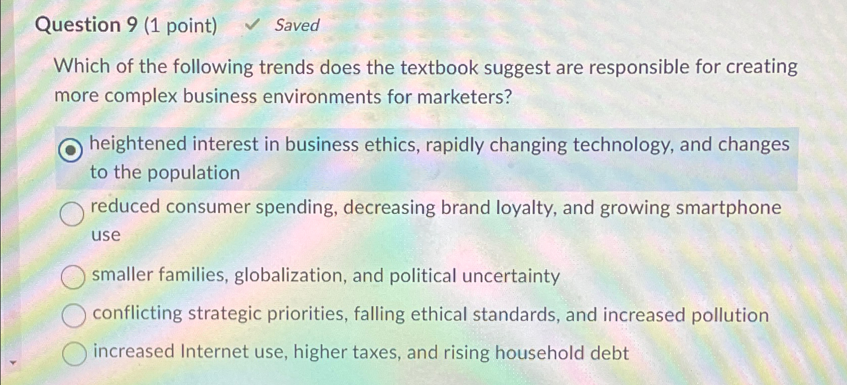 Solved Question 9 (1 ﻿point) ﻿SavedWhich of the following | Chegg.com