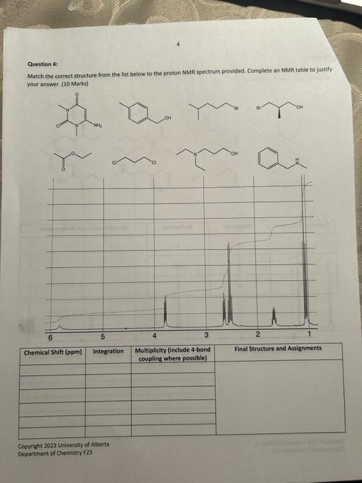 Solved Question 4: Match the correct structure from the list | Chegg.com