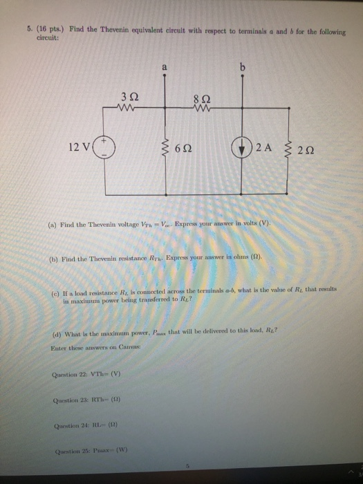 Solved 5. (16 pts.) Find the Thevenin equivalent circuit | Chegg.com Solved 5. (16 pts.) Find the Thevenin equivalent circuit | Chegg.com