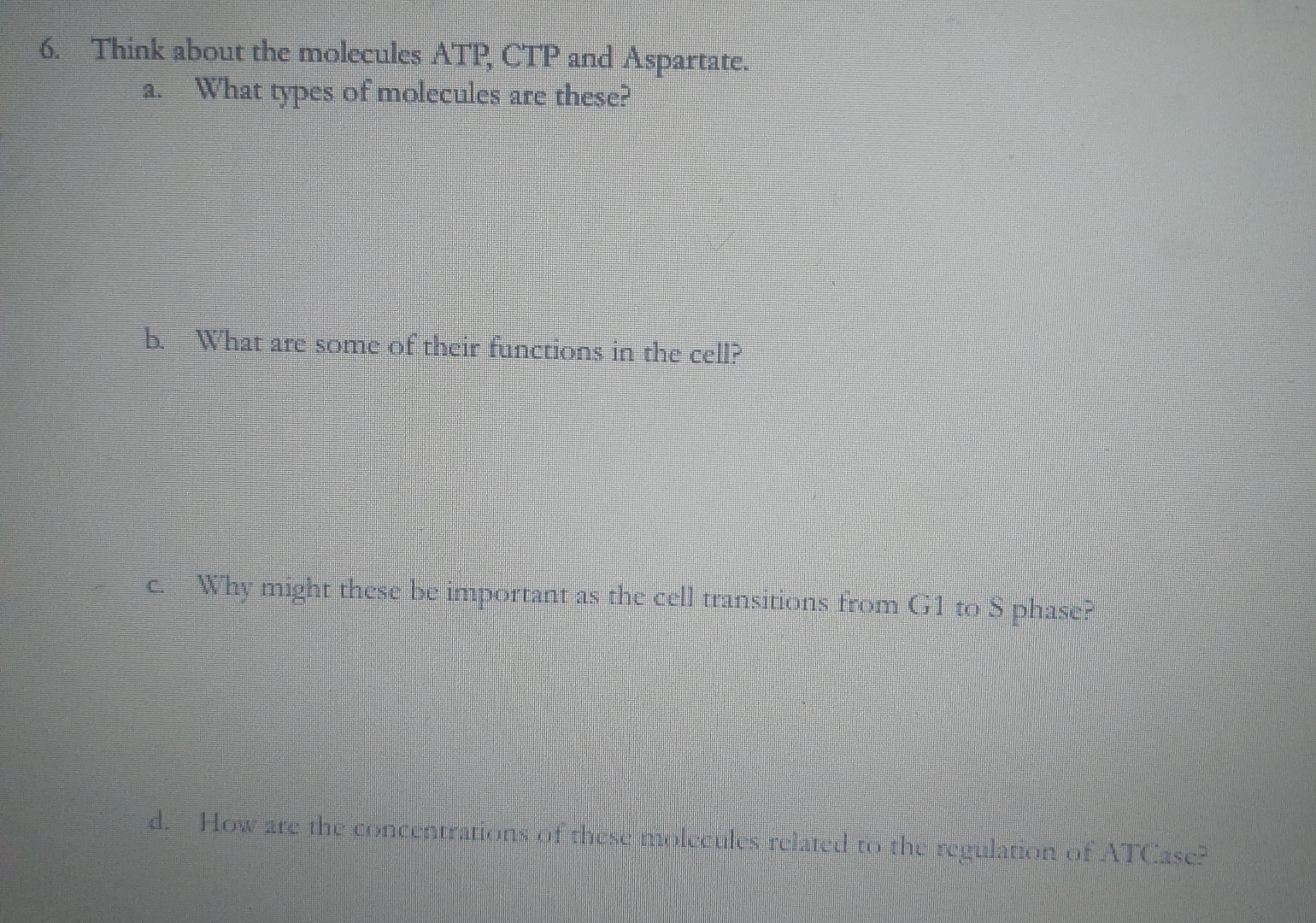 Solved Think about the molecules ATP, CTP and Aspartate.a. | Chegg.com