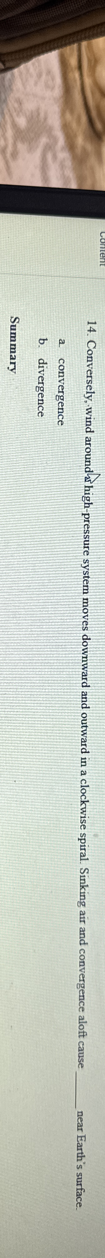 Solved Conversely, wind around high-pressure system moves | Chegg.com