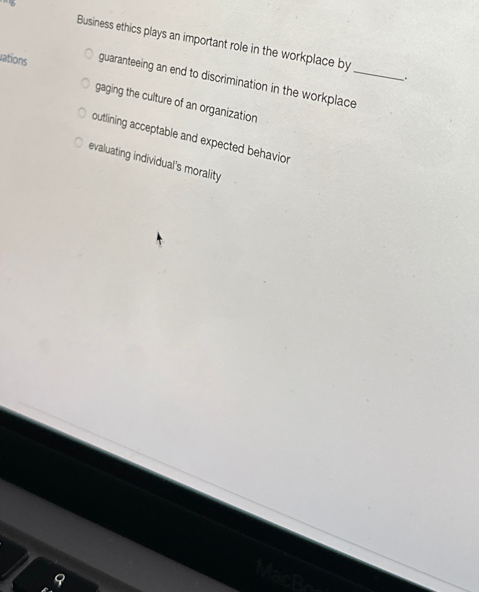 Solved Business ethics plays an important role in the | Chegg.com