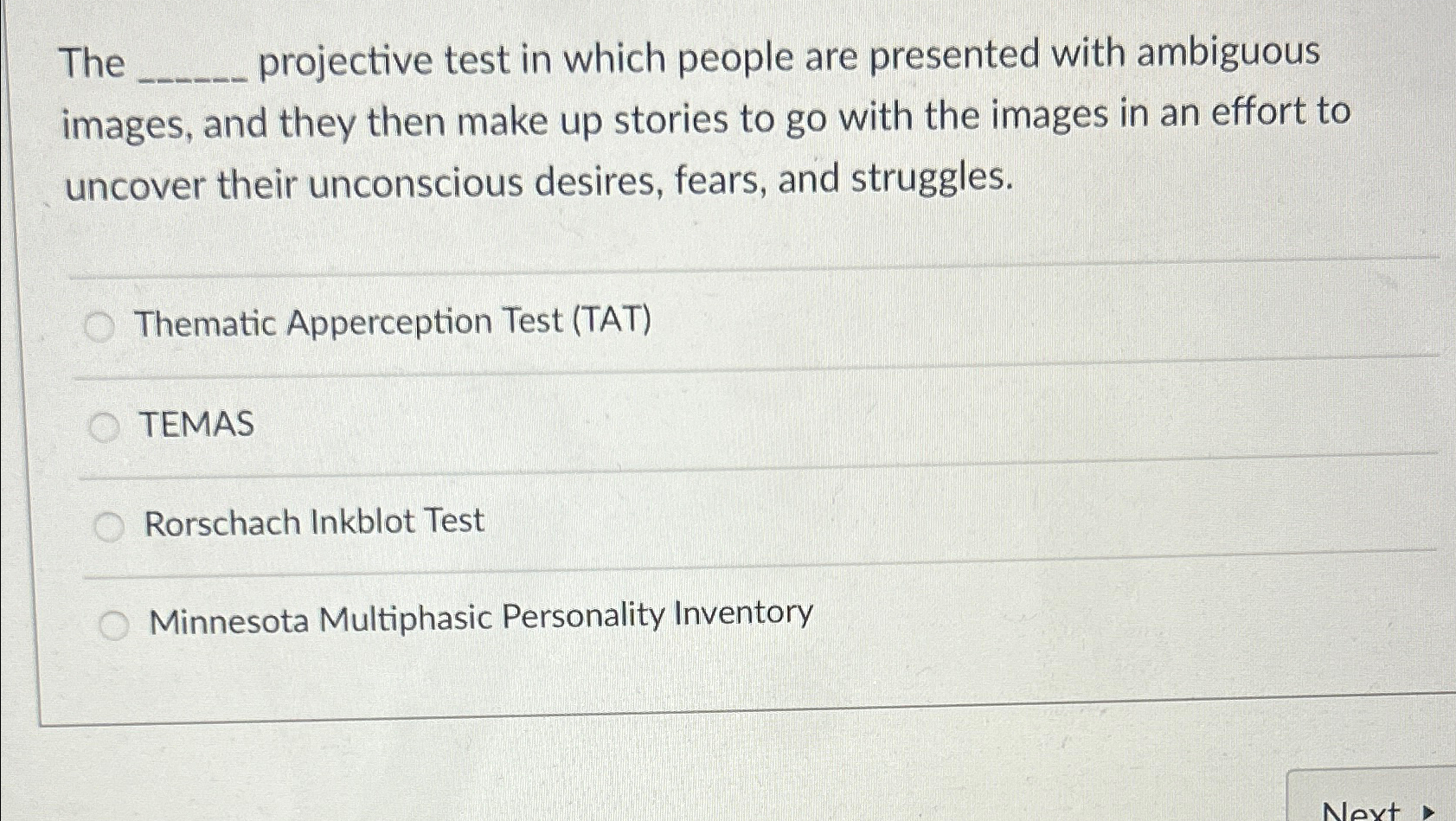 Solved The q, ﻿projective test in which people are presented | Chegg.com