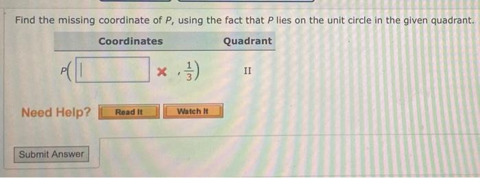 Solved Find the missing coordinate of P, using the fact that | Chegg.com