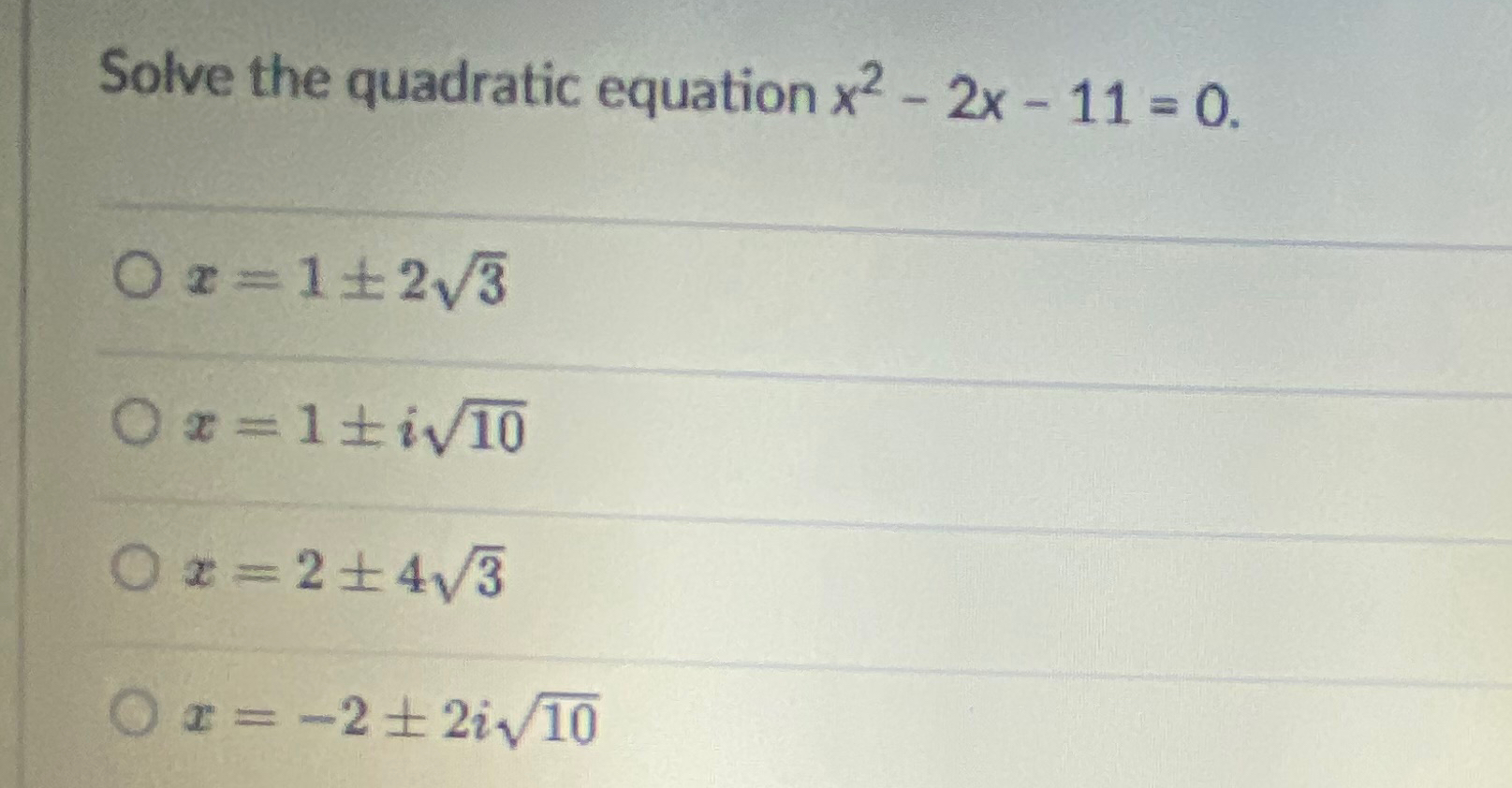 Solved Solve the quadratic equation | Chegg.com