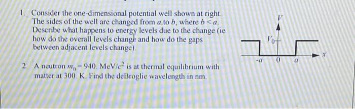 Solved 1. Consider the one-dimensional potential well shown | Chegg.com
