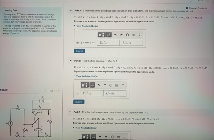 Solved Review Constants Part A . If the switch in the | Chegg.com
