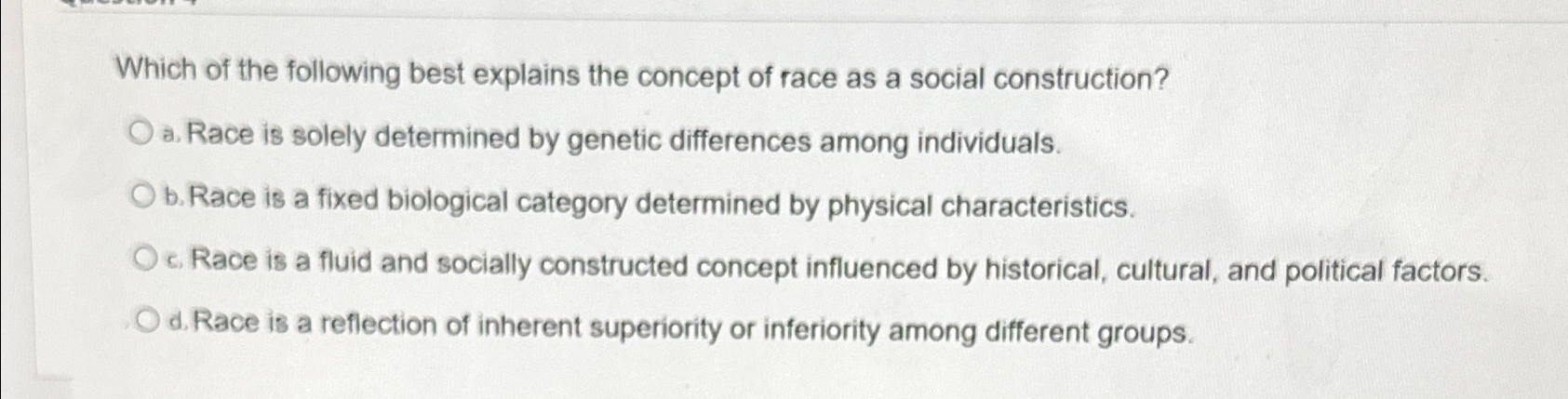Solved Which of the following best explains the concept of | Chegg.com