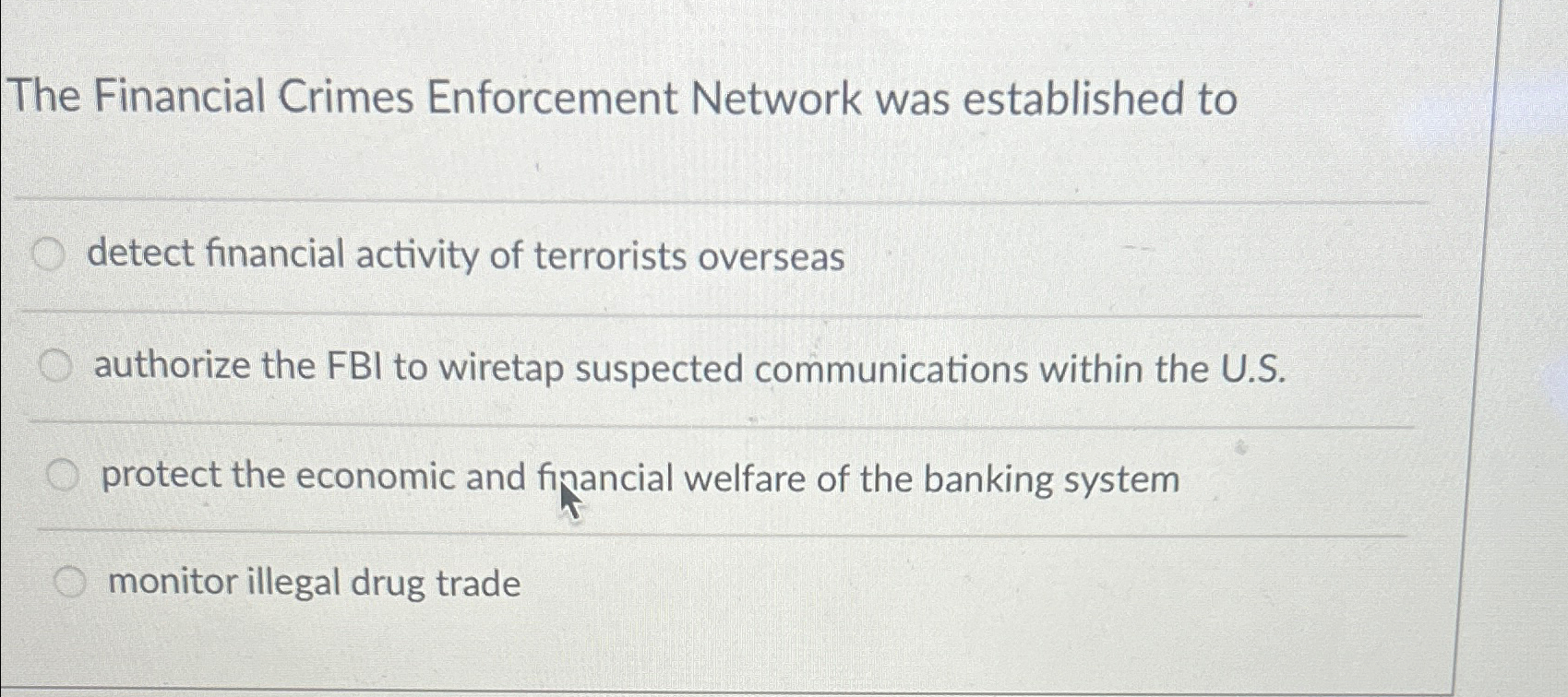 Solved The Financial Crimes Enforcement Network was | Chegg.com