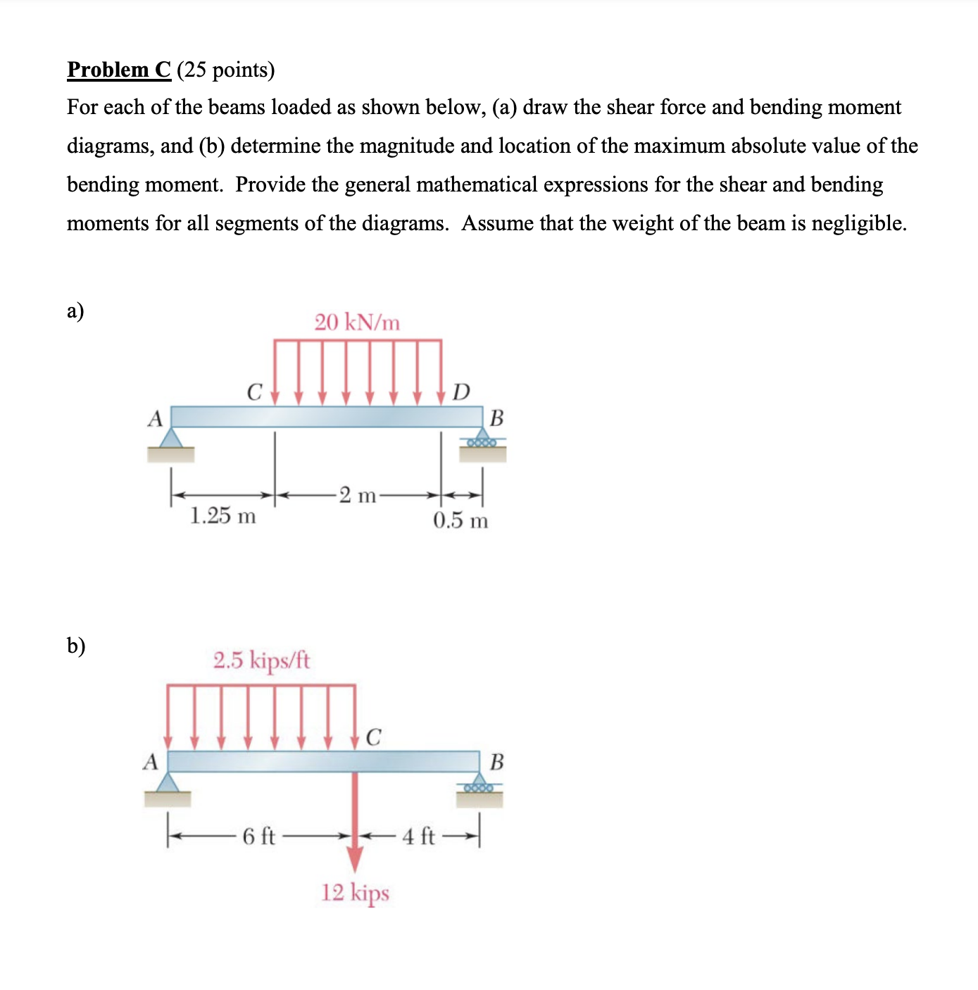 Solved Problem C (25 points)For each of the beams loaded as | Chegg.com Solved Problem C (25 points)For each of the beams loaded as | Chegg.com