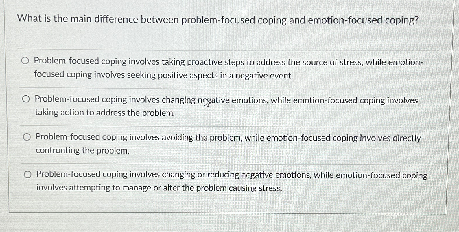 Solved What is the main difference between problem-focused | Chegg.com Solved What is the main difference between problem-focused | Chegg.com