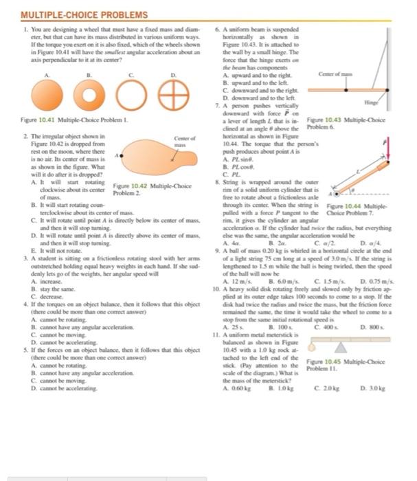 Solved MULTIPLE-CHOICE PROBLEMS 1. When a wheel turms | Chegg.com