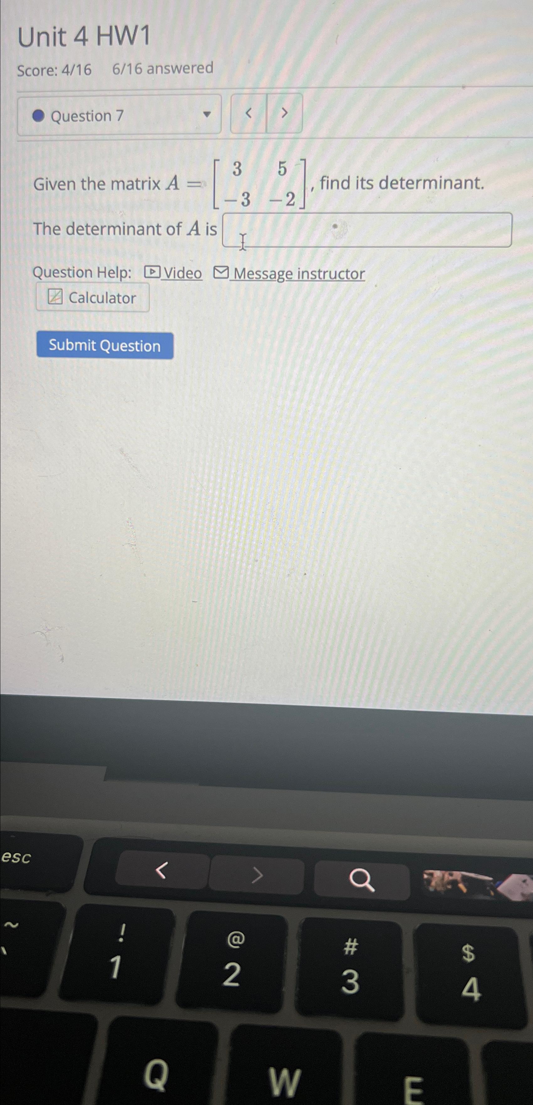Solved Unit 4 ﻿HW1Score: 4/166/16 ﻿answeredGiven the matrix | Chegg.com