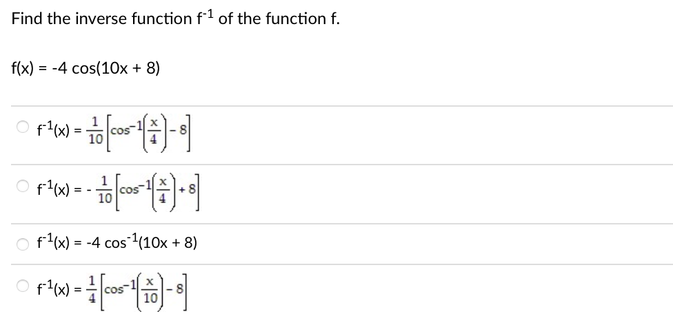 Solved Find the inverse function f-1 ﻿of the function | Chegg.com