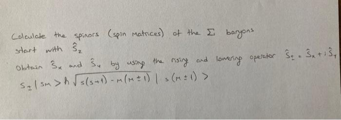 Solved Calculate the spinors (spin Matrices) of the ∑ | Chegg.com